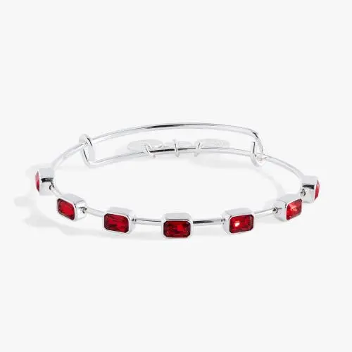 ALEX AND ANI January Birthstone Emerald Cut Bangle - Silver 